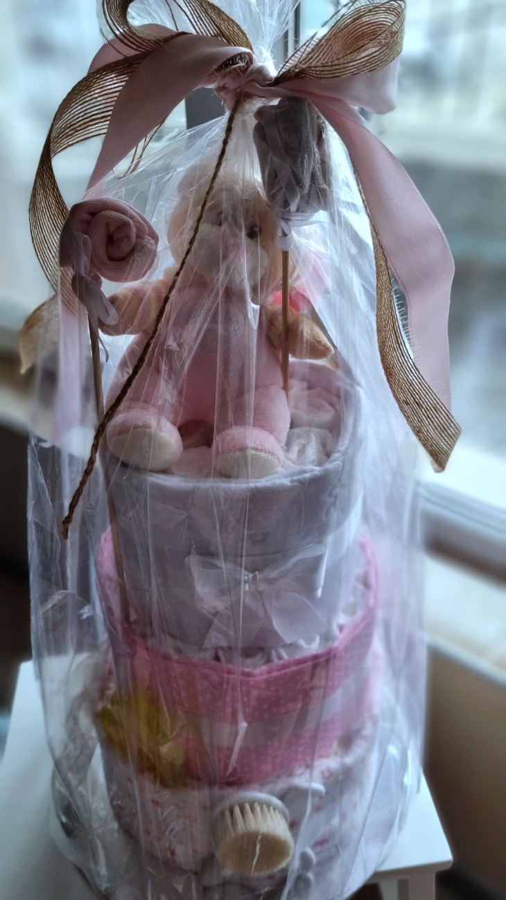 Торта от памперси Pink Baby Love - Handmasters.bg