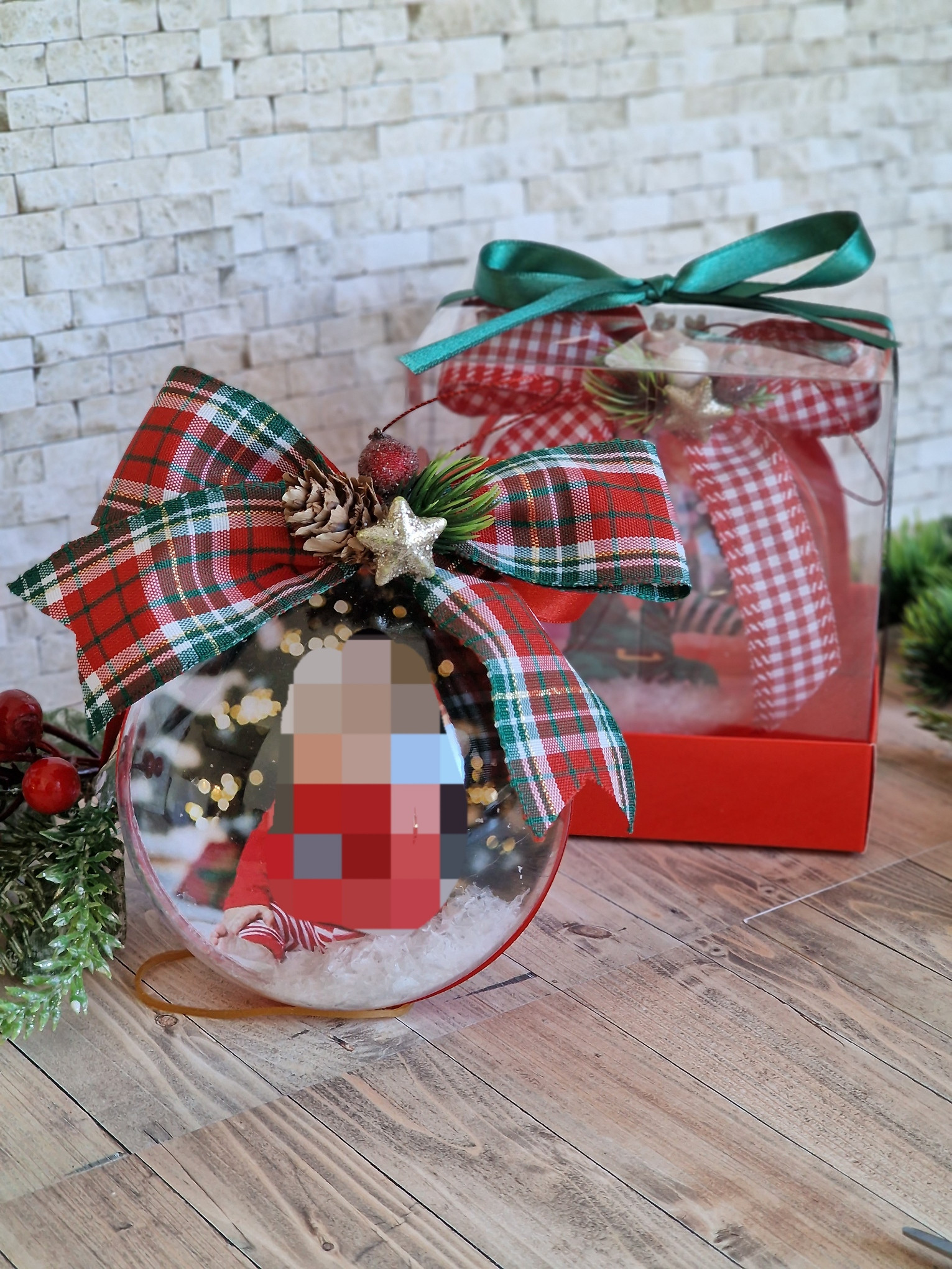 Коледни топки със снимка 10см Богато украсени, завършени с ефектна ...